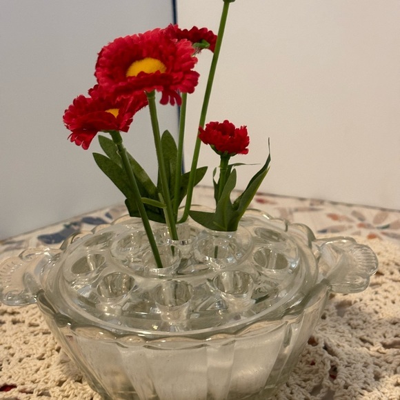 Vintage | Accents | Vintage Rose Flower Bowl With 6 Hole Flower Frog ...